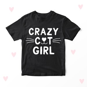 Crazy Cat Girl T-shirt, Girls Cat Lover Gift, Kids Personalized ...