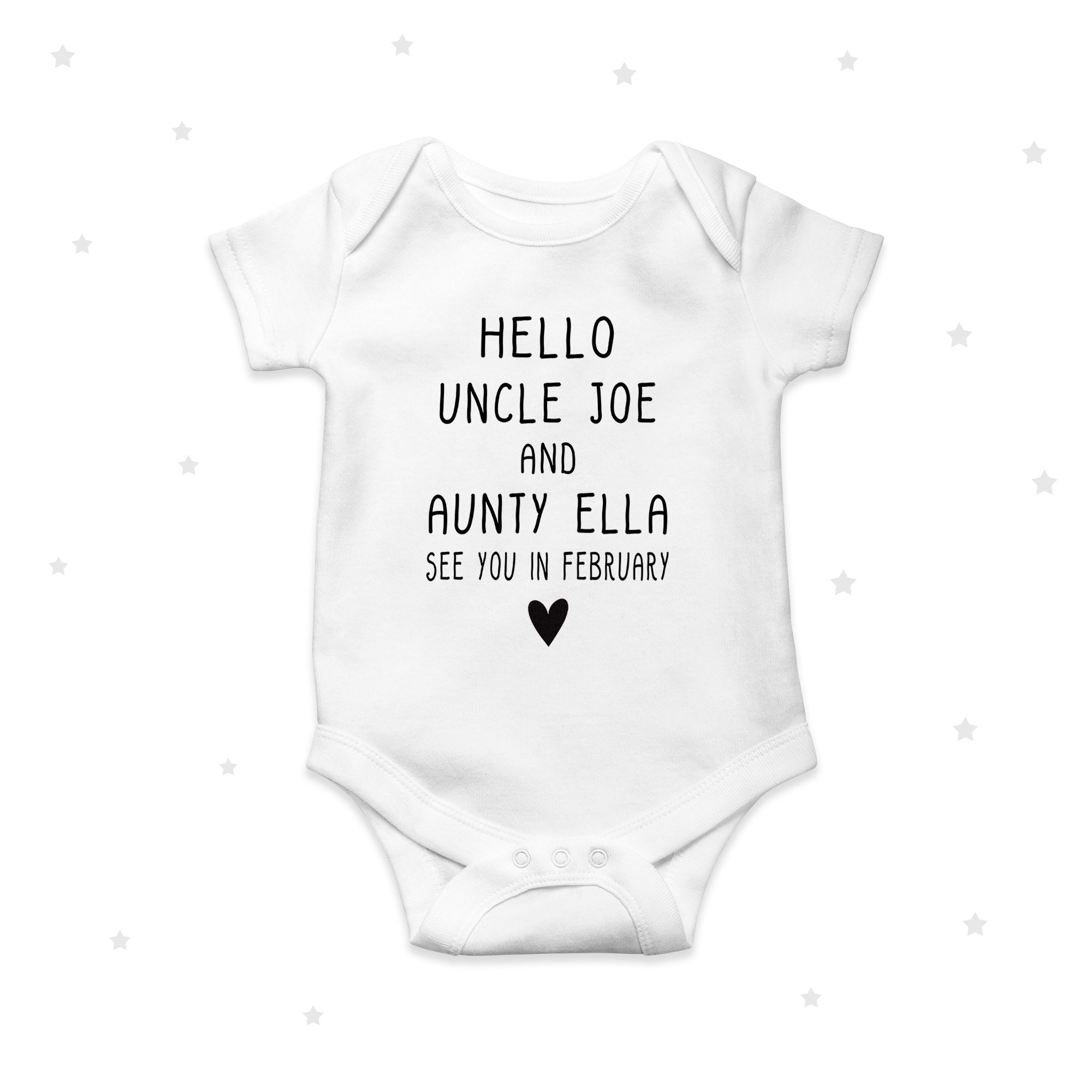 Aunty and Uncle Baby Announcement Baby Grow Personalised Auntie ...