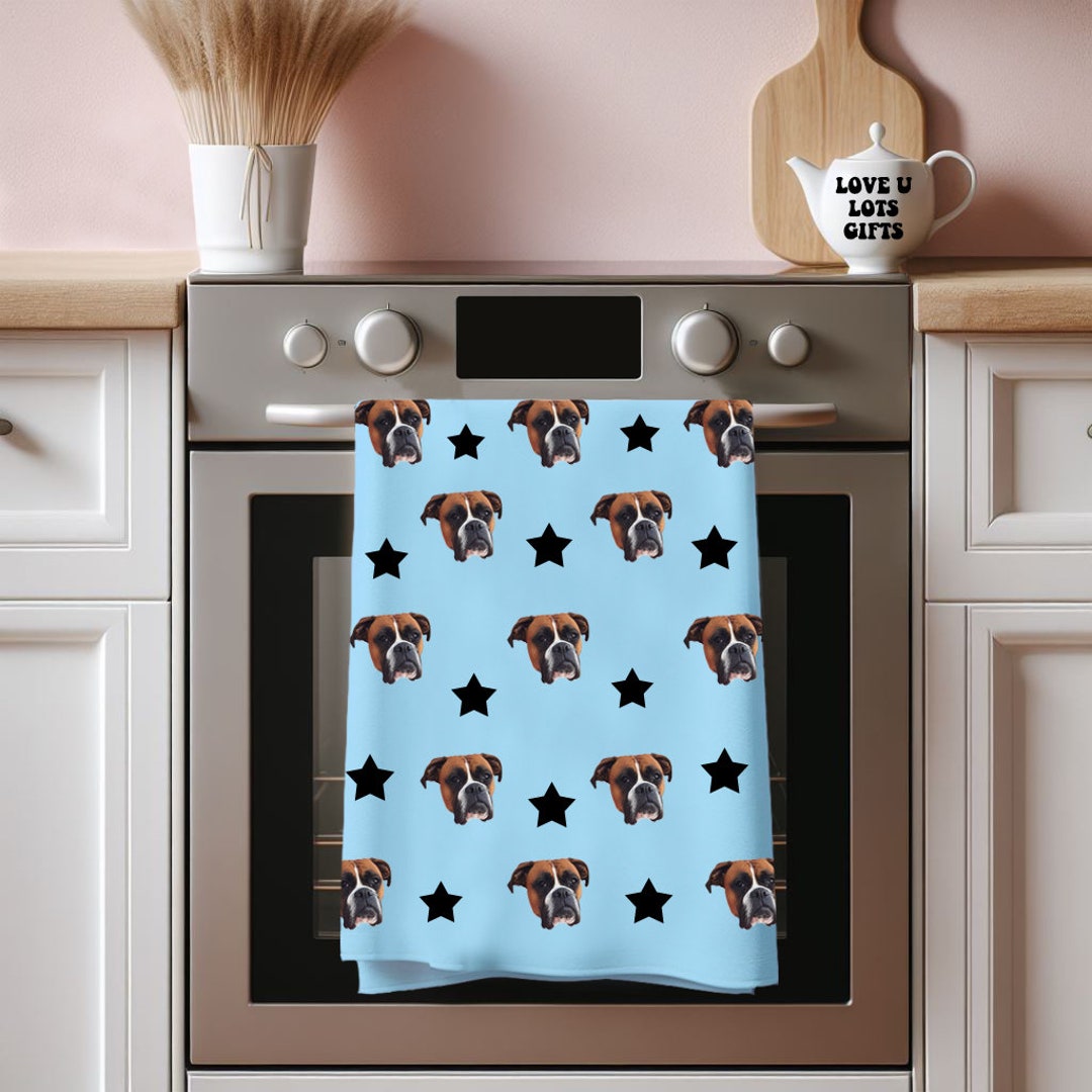 Personalized Dog Face Tea Towel: Custom Pet Portrait Kitchen Decor - Etsy