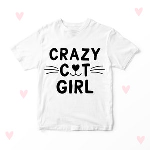 Crazy Cat Girl T-shirt, Girls Cat Lover Gift, Kids Personalized ...