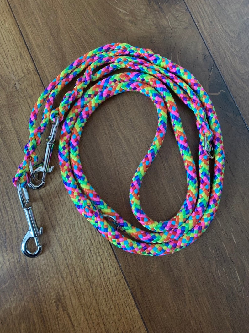 Multi point lead Rainbow Soft Rope Dog Lead Bright Coloured | Etsy
