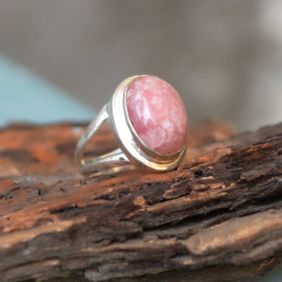 Oval Cab Rhodochrosite Ring Natural Pink Rhodochrosite 925 - Etsy