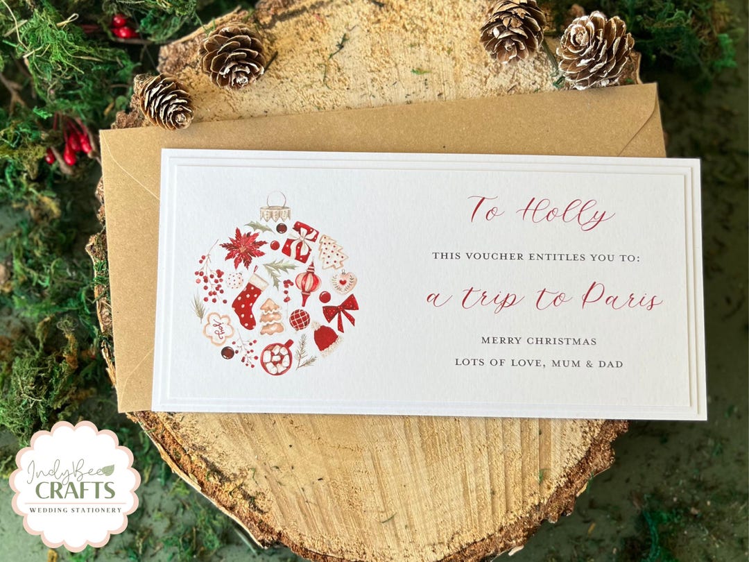 Personalised Christmas Gift Voucher, Handmade Gift Voucher for Trip ...