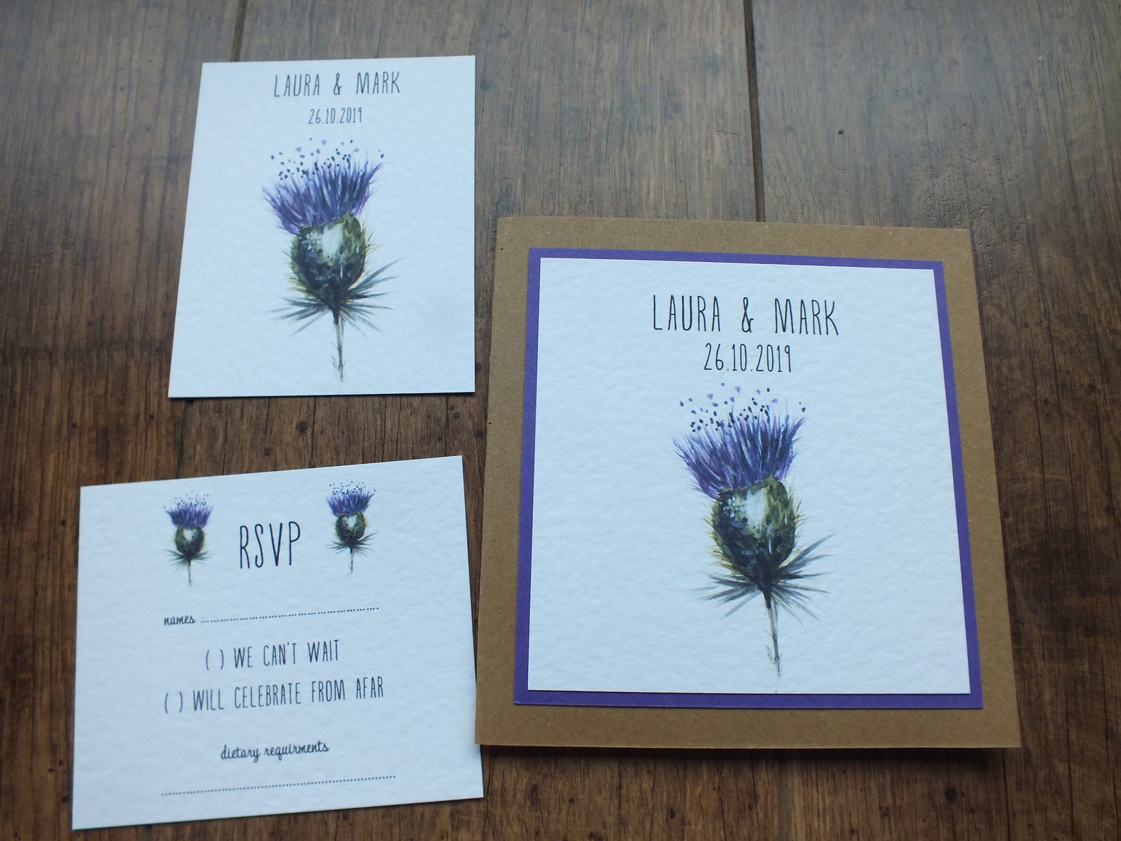 Flower of Scotland Thistle Wedding Invitation Set - Etsy UK