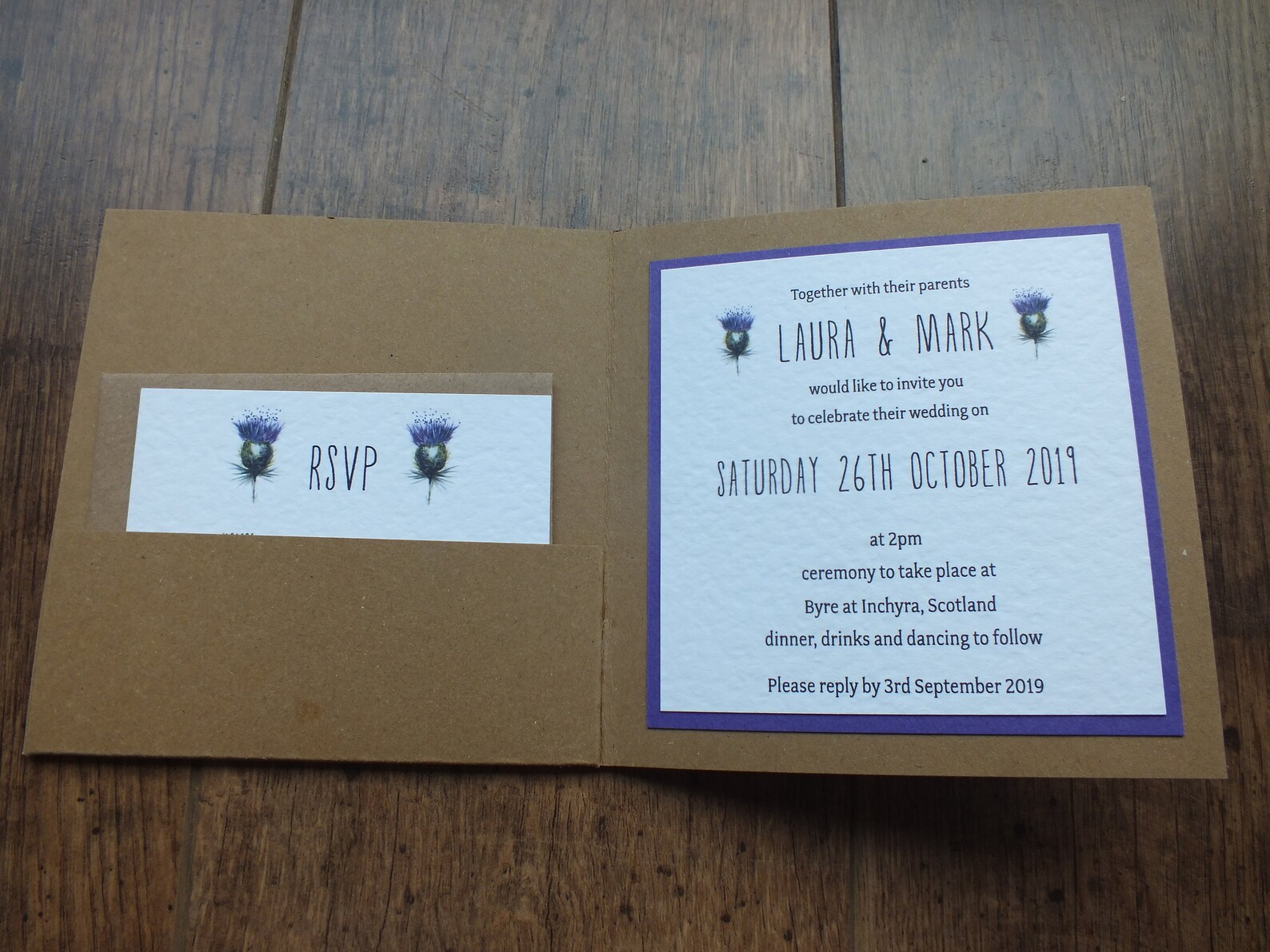 Flower of Scotland Thistle Wedding Invitation Set - Etsy UK