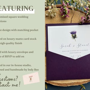 Flower of Scotland Thistle Wedding Invitation Set, Wedding Stationery ...