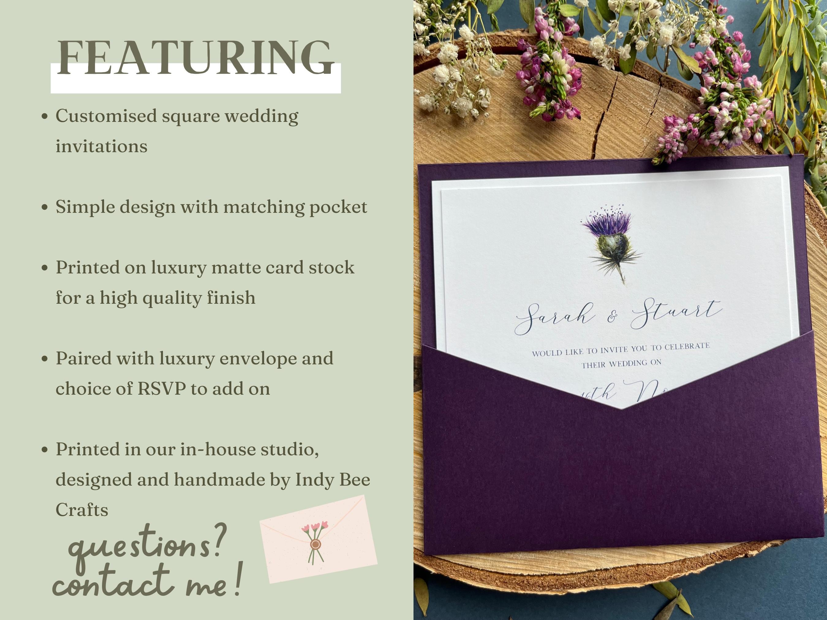 Flower of Scotland Thistle Wedding Invitation Set, Wedding Stationery ...