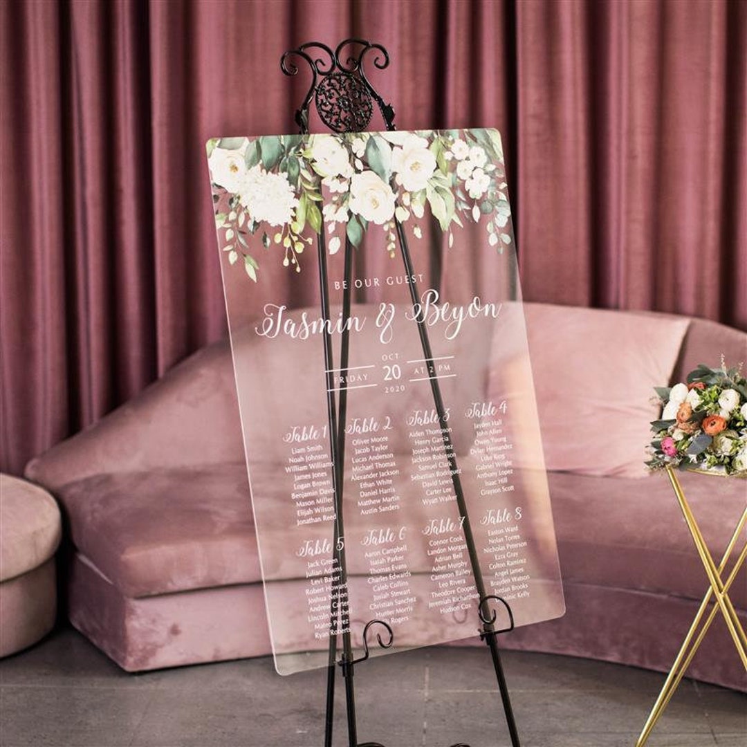 Luxury Large Acrylic Wedding Table Plan, Perspex Table Plan, Green and ...