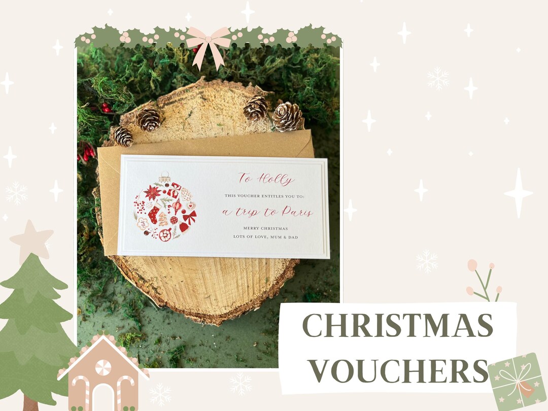 Personalised Christmas Gift Voucher, Handmade Gift Voucher for Trip ...