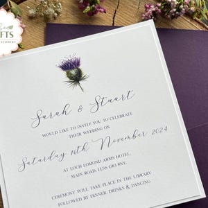Flower of Scotland Thistle Wedding Invitation Set, Wedding Stationery ...