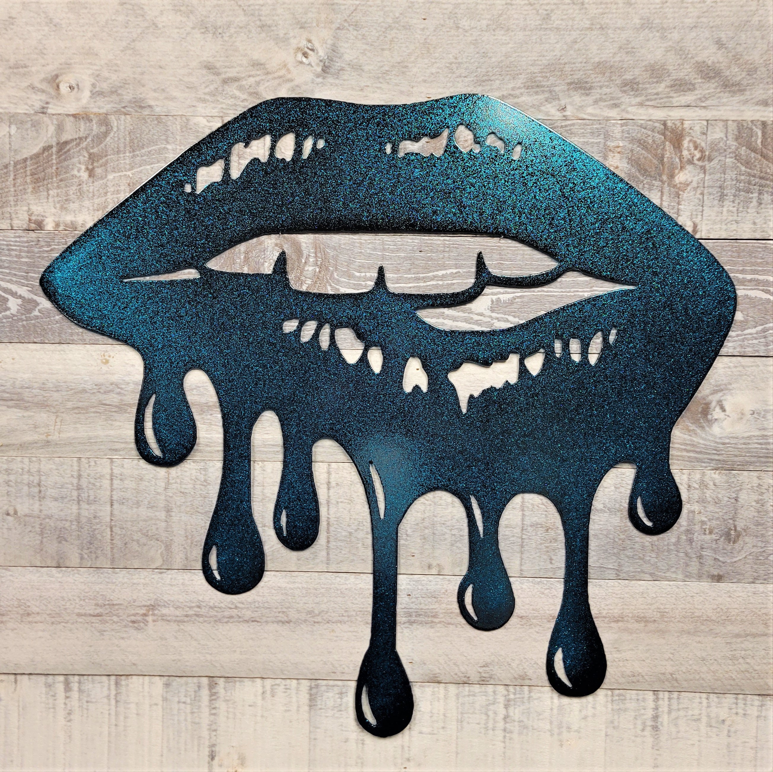Dramatic Metallic Lips Metal Wall Art | Edgy Modern Decor - Etsy