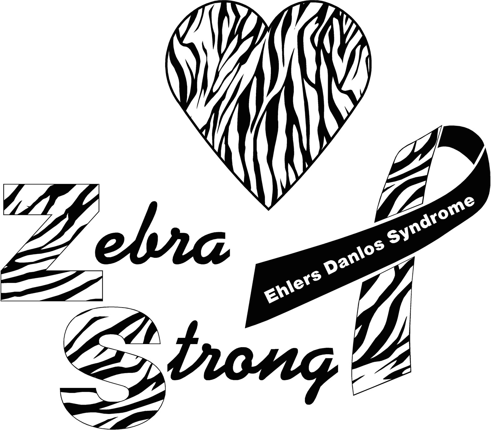 Ehlers Danlos Awareness Ribbon - Zebra Strong - Zebra Heart Decals - Etsy