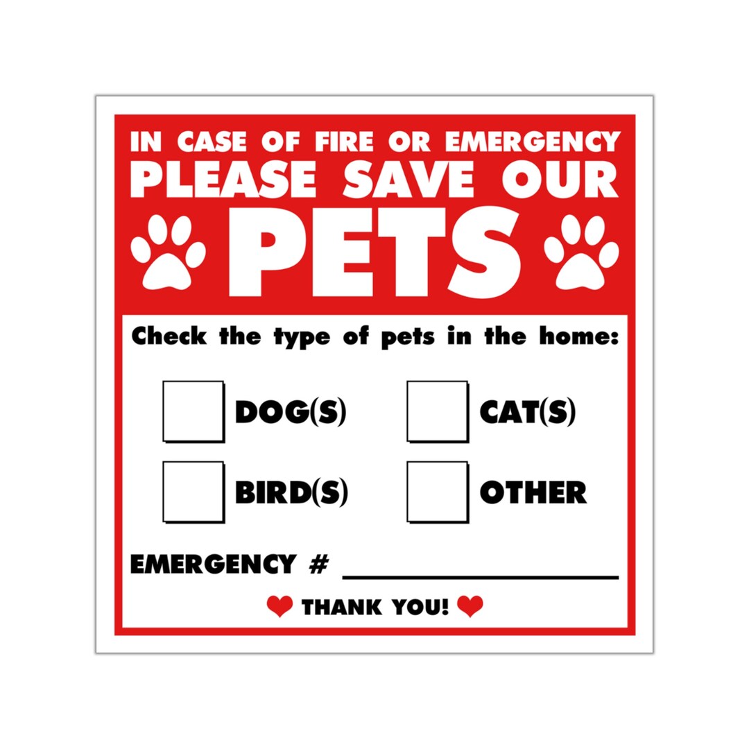 Pet Rescue Sticker / Pet Rescue / 911 Sticker / Pet Sticker/ Pet Safety ...