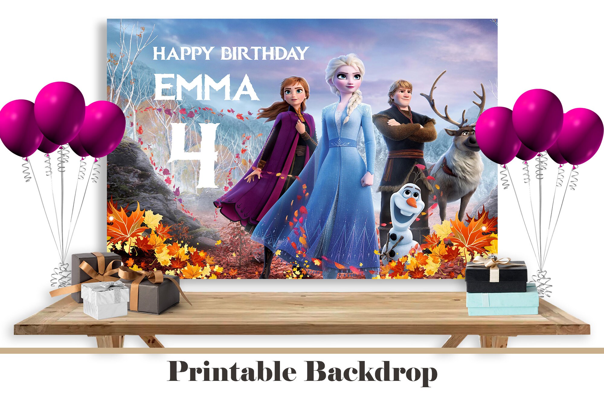 Frozen 2 printable banner Frozen backdrop Personalized | Etsy