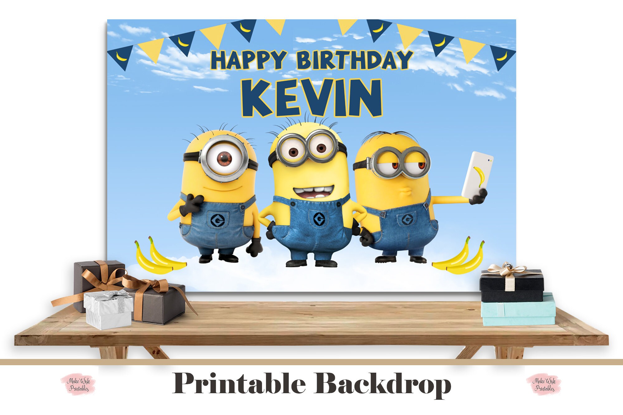 Minions Birthday Printable Backdrop Printable Minions | Etsy