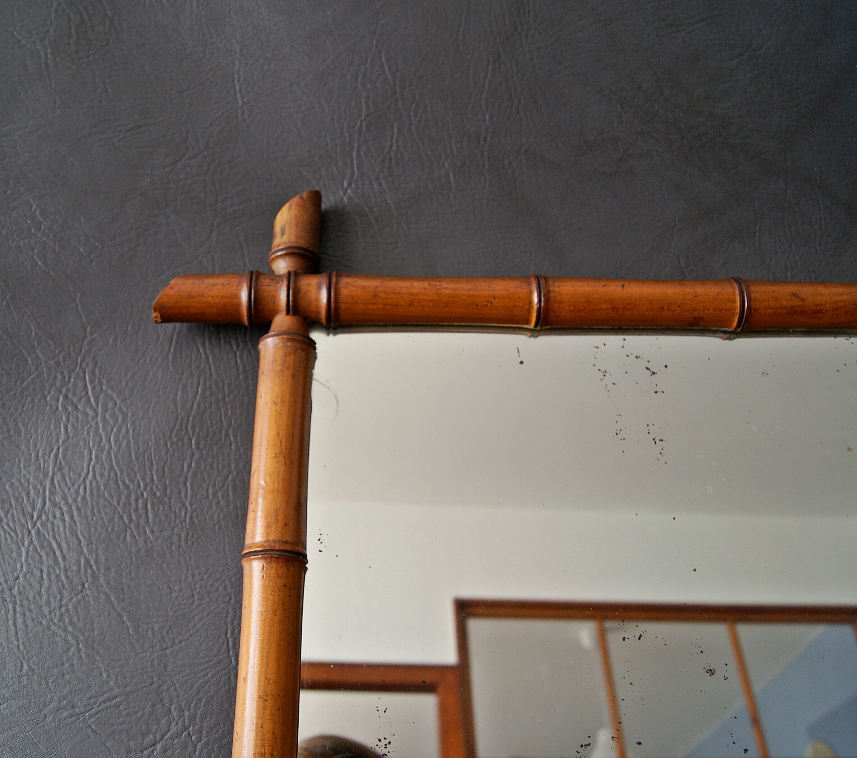 framed mirror in bamboo look, antique wall mirror