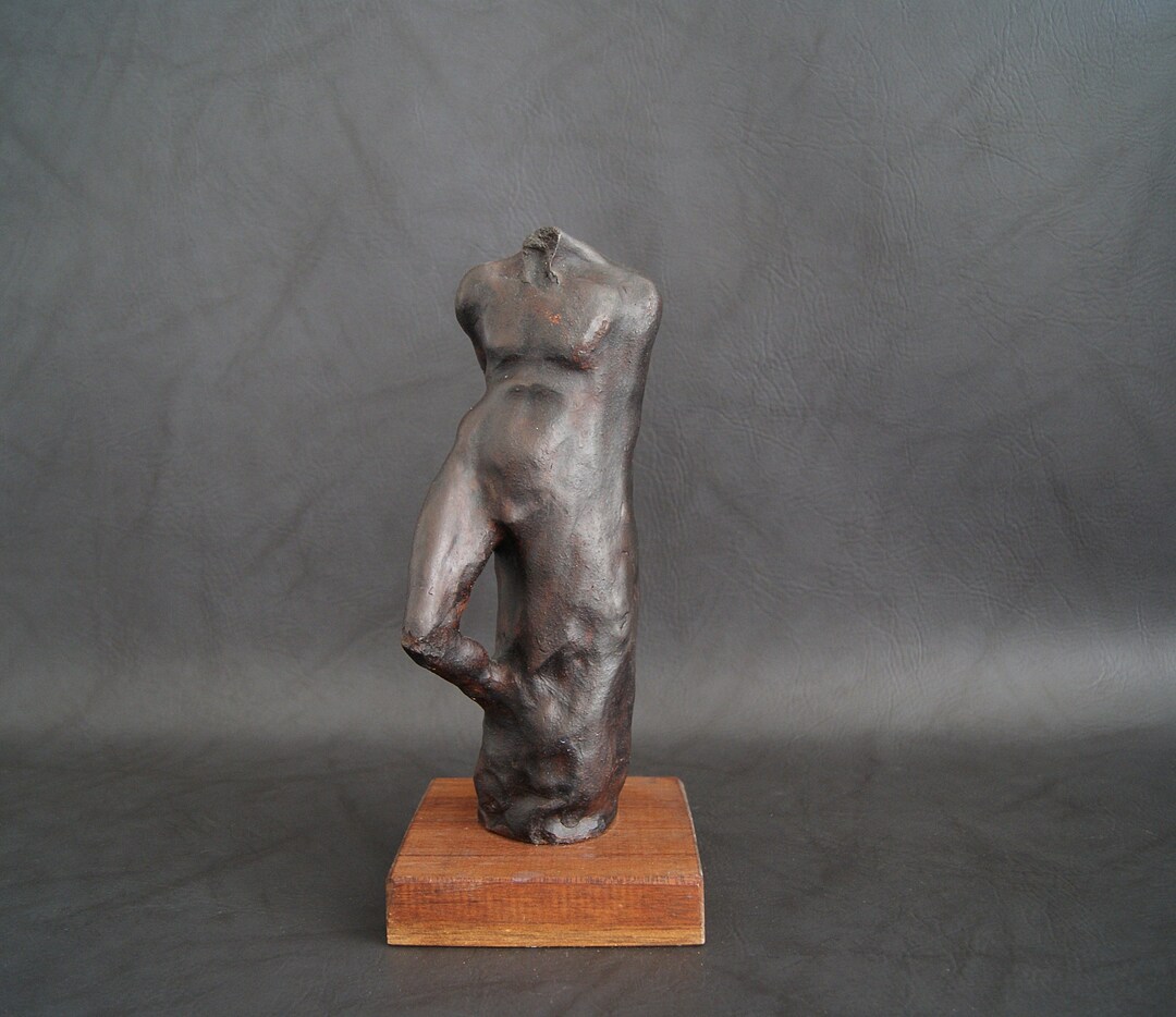 Hand-molded Plaster Sculpture With Bronze Patinated on Wooden - Etsy