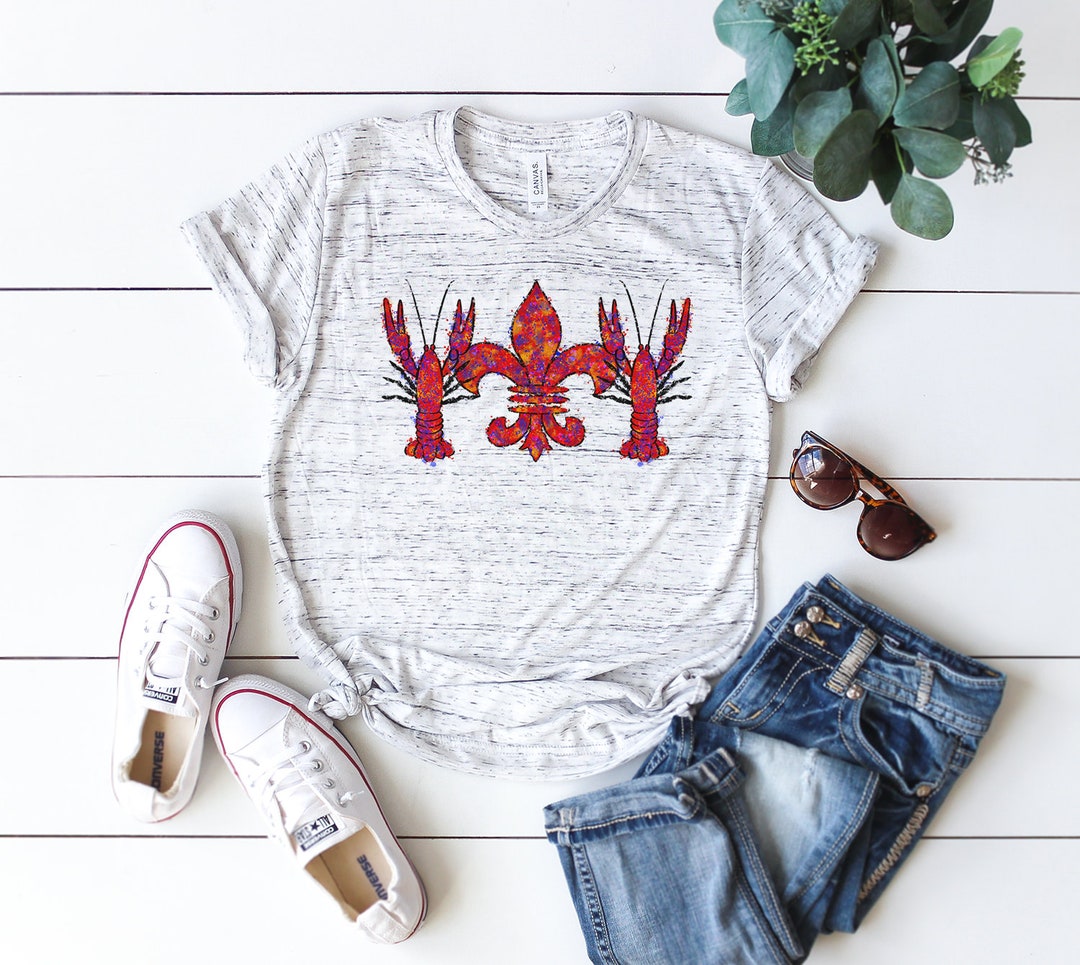 Crawfish Fleur De Lis Shirt / Watercolor Crawfih Shirt / Crawfish Tank ...