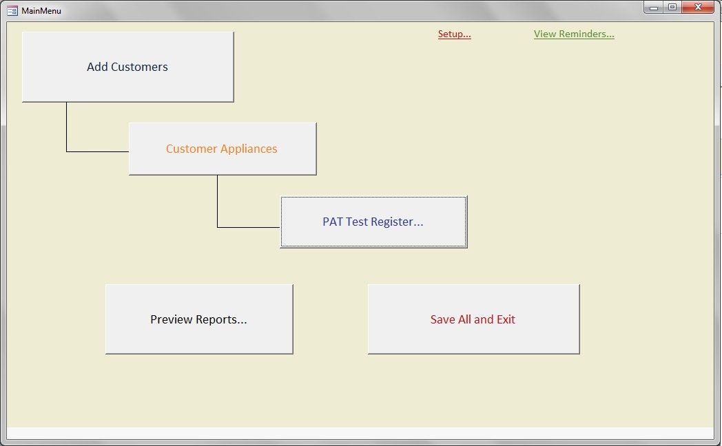 PAT Testing DB | Log Customer Equipment and PAT Test Dates | Access ...