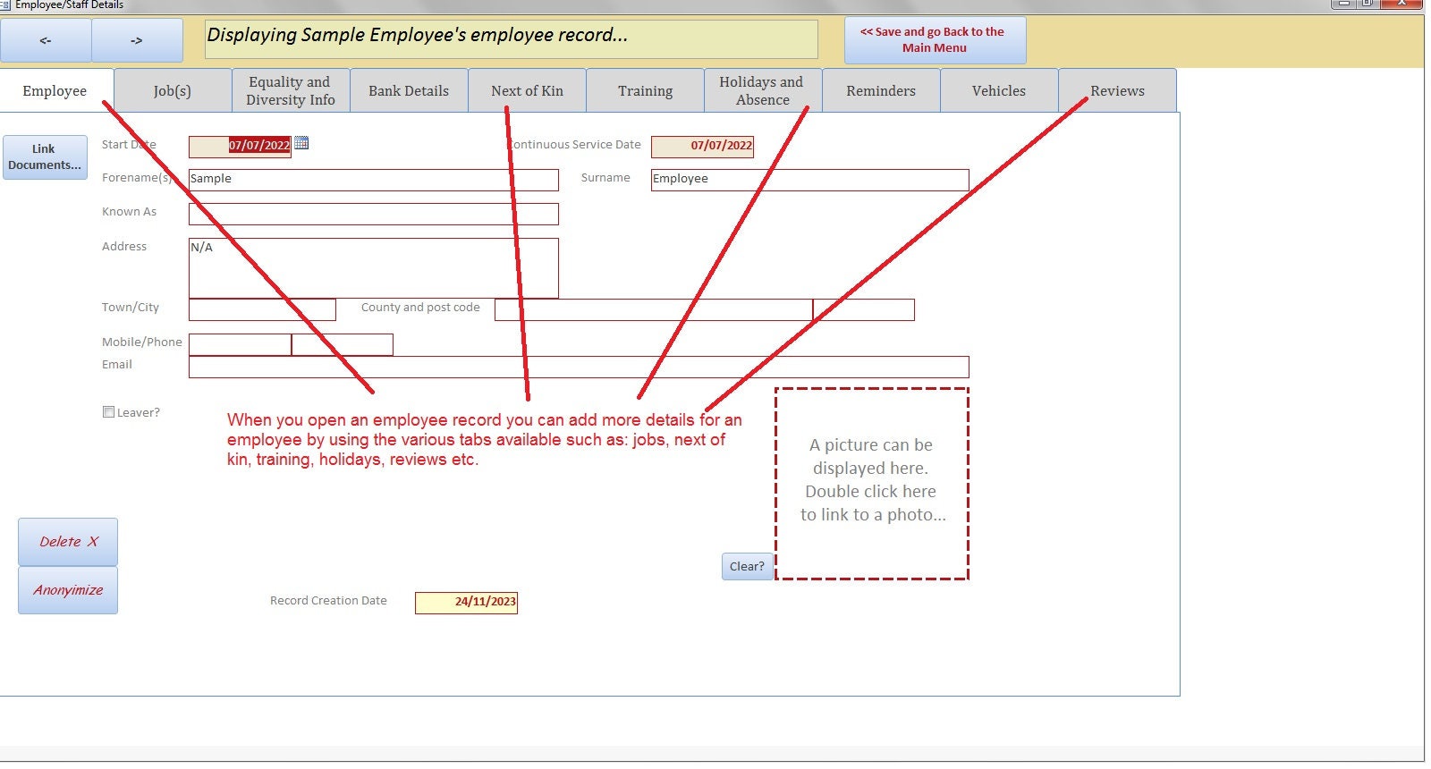 HR Employee Staff Management (HRIS) Database Software | Track Holidays ...