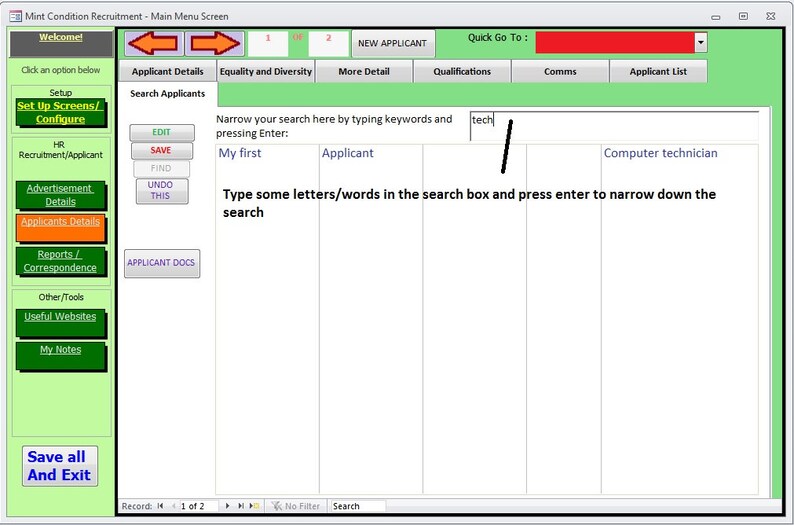 HR Recruitment / Job Applicant Organiser Database Template to Help You ...