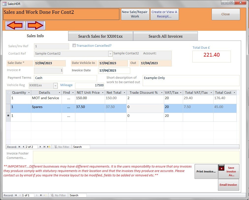Garage Workshop Manager MS Access Database for Mechanics Add Your Customers, Vehicles and ...