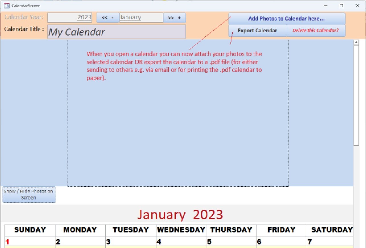 Calendar Generator Database. Create Your Calendars in This MS Access ...