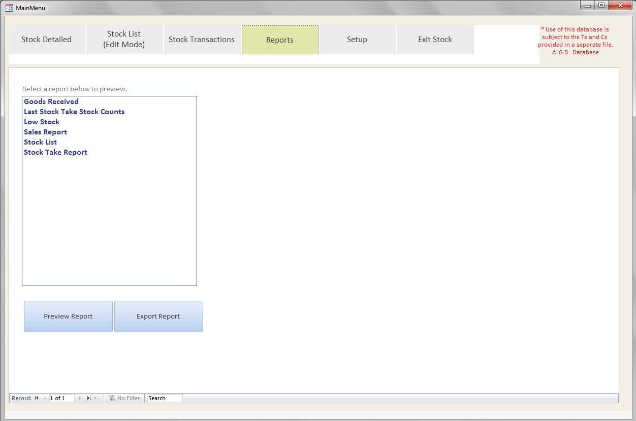 Simple Inventory Stock Control Management Tracker | A Ms-access (2010 ...