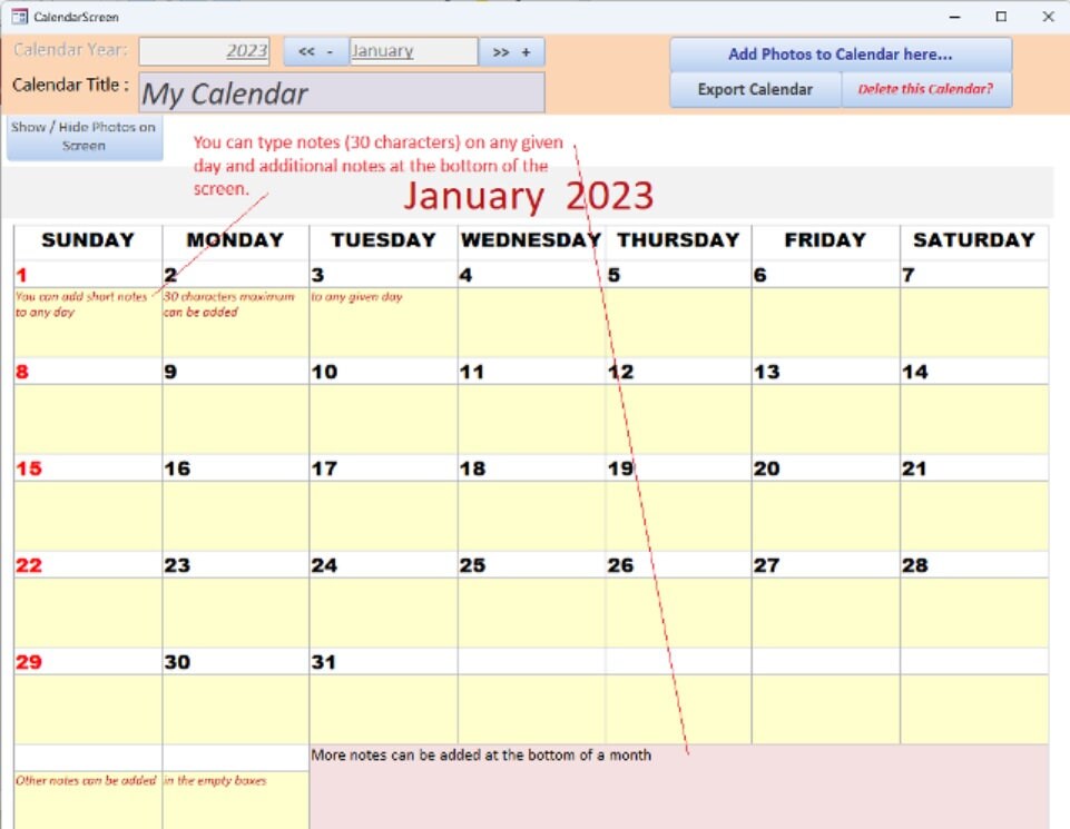 Calendar Generator Database. Create Your Calendars in This MS Access ...