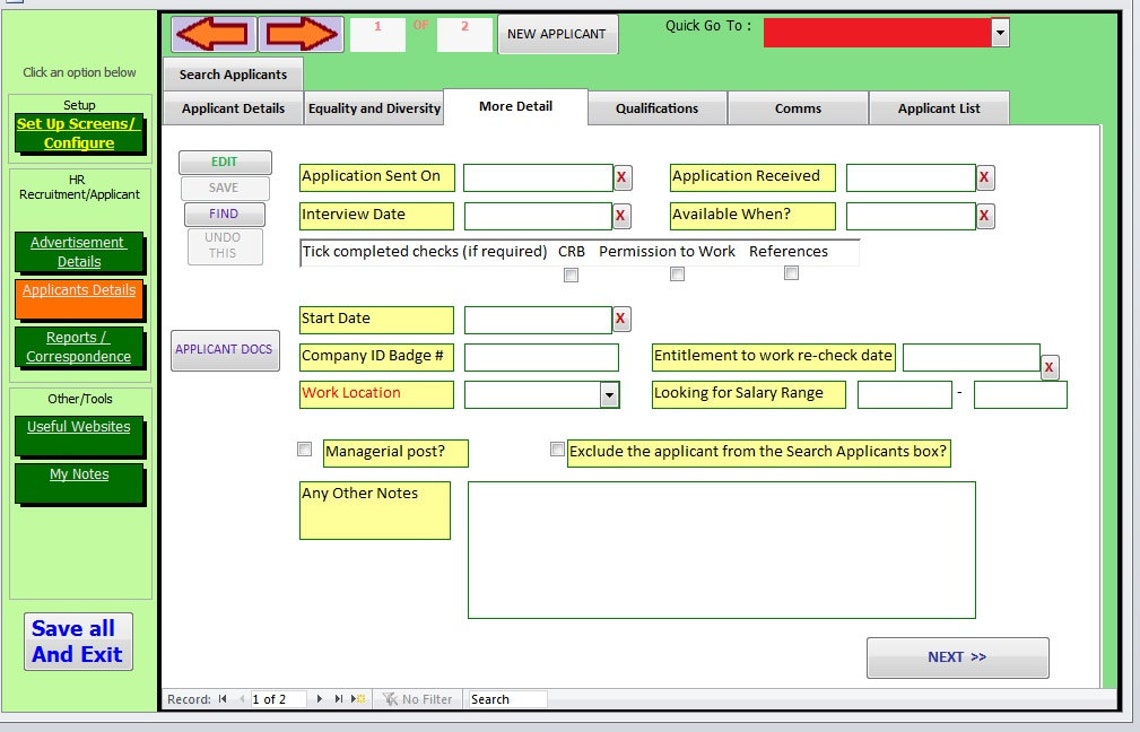 HR Recruitment / Job Applicant Organiser Database Template to Help You ...