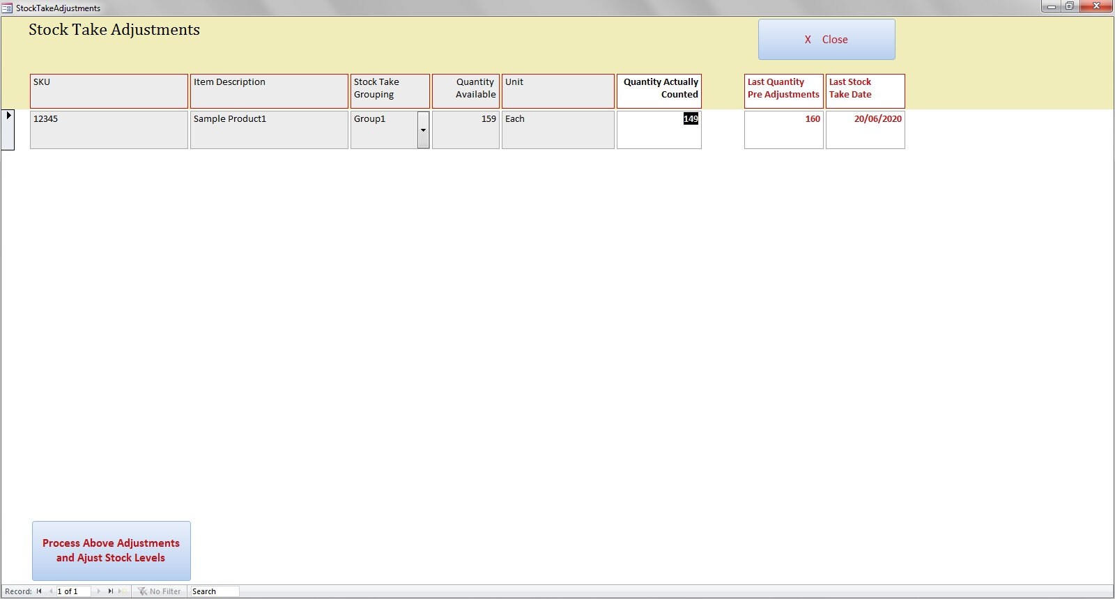Simple Inventory Stock Control Management Tracker | A Ms-access (2010 ...