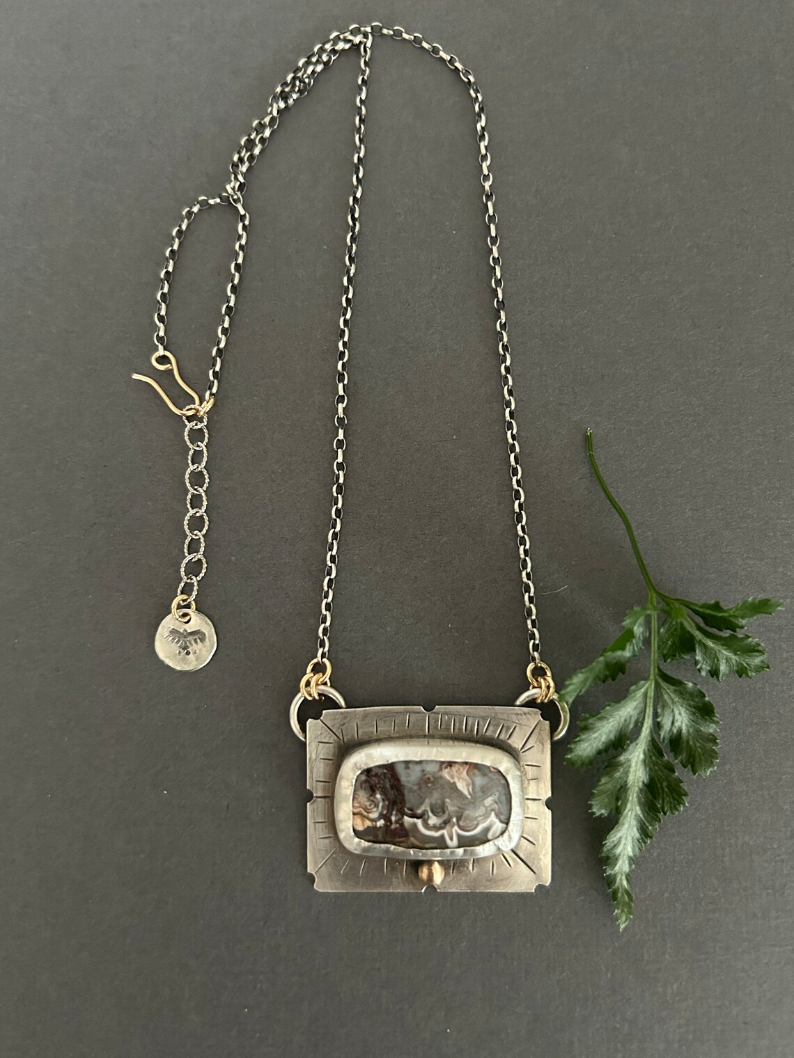 Crazy Lace Agate Necklace Sterling Necklace Artisan Necklace Boho ...