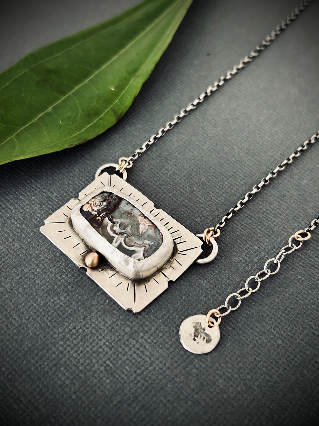 Crazy Lace Agate Necklace Sterling Necklace Artisan Necklace Boho ...