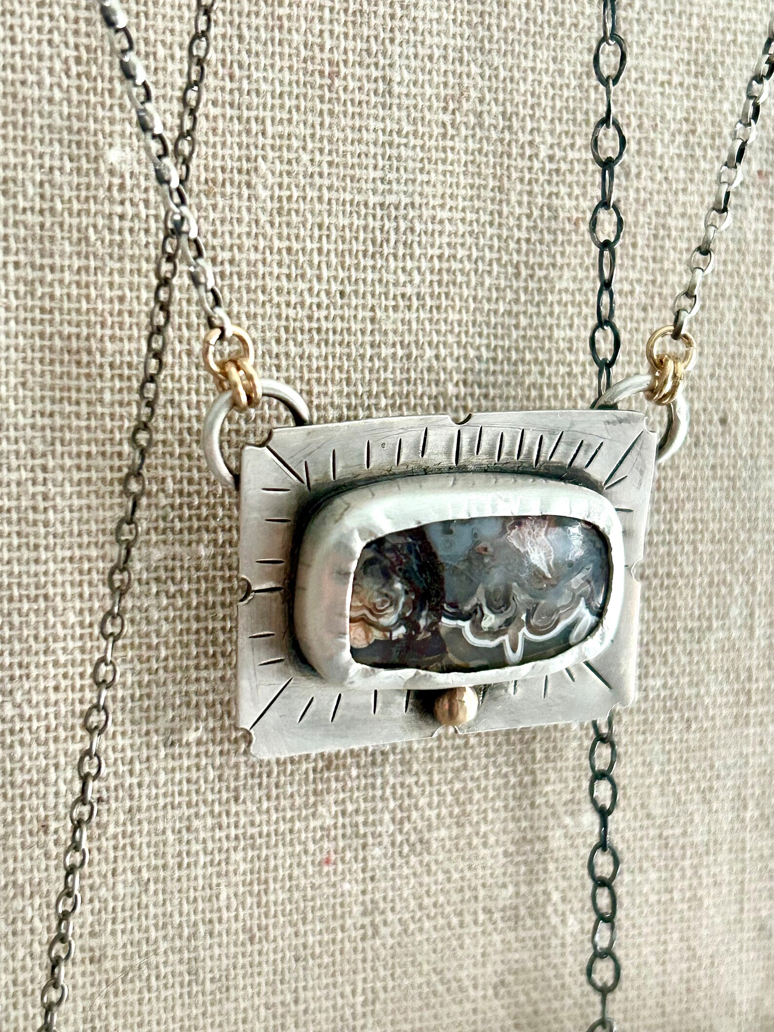 Crazy Lace Agate Necklace Sterling Necklace Artisan Necklace Boho ...