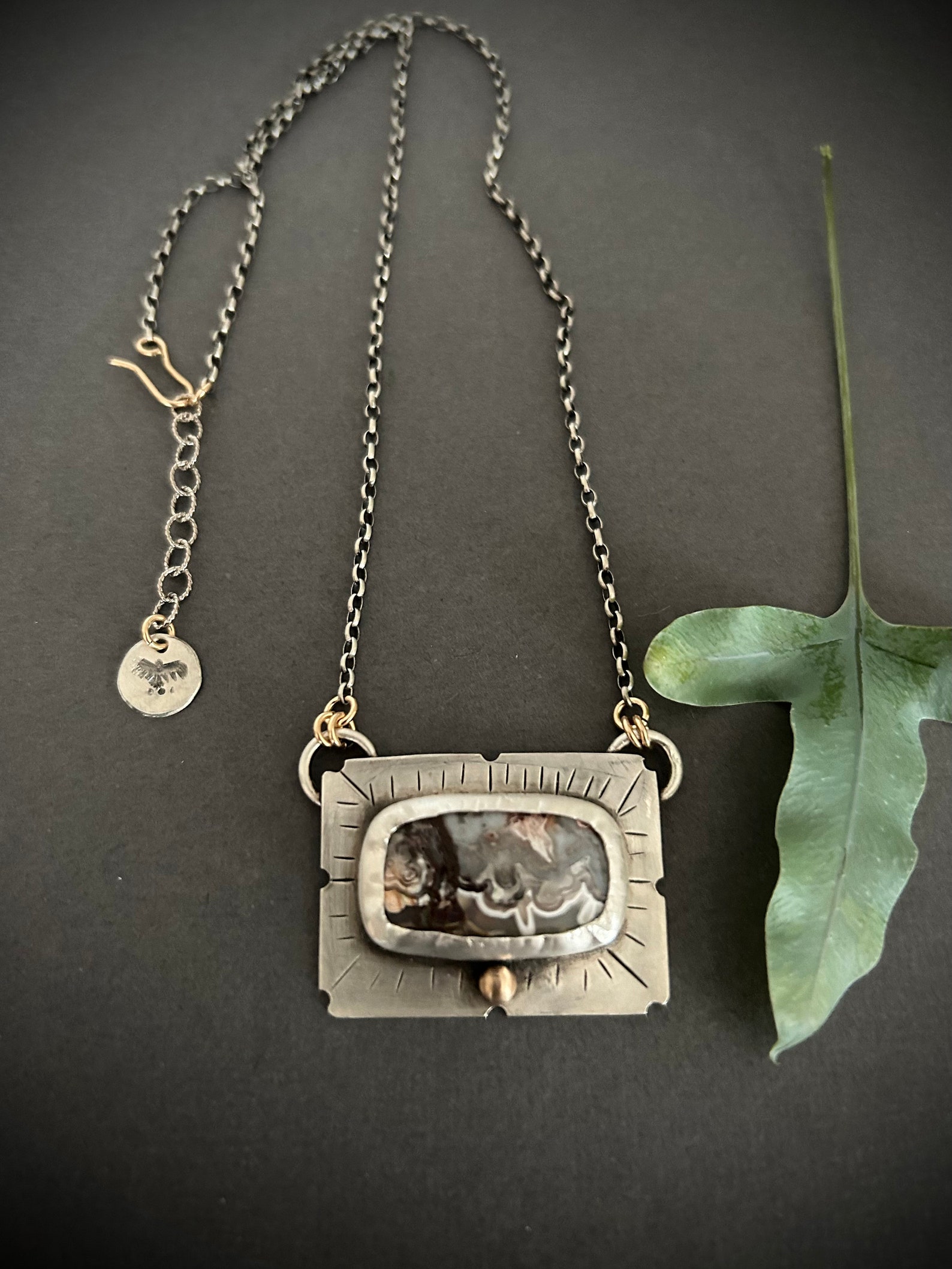 Crazy Lace Agate Necklace Sterling Necklace Artisan Necklace Boho ...