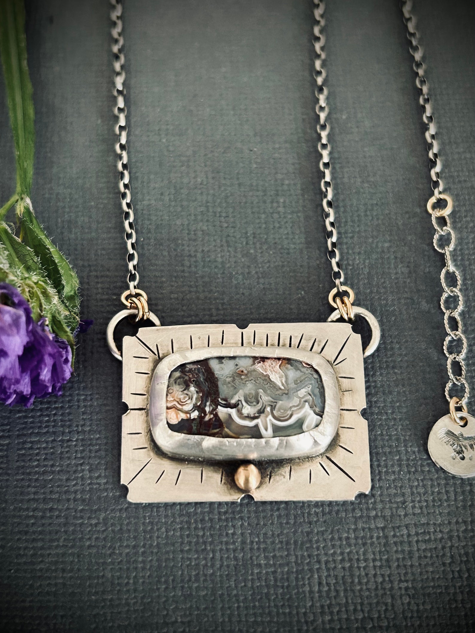 Crazy Lace Agate Necklace Sterling Necklace Artisan Necklace Boho ...