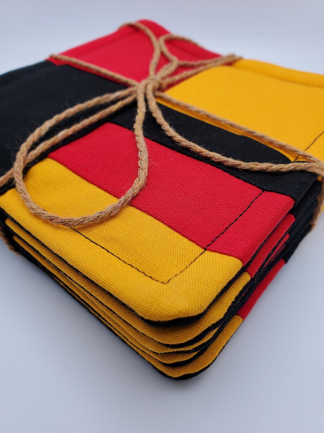 Set of 6 Handmade Fabric German Flag Coasters. Square Coasters W ...