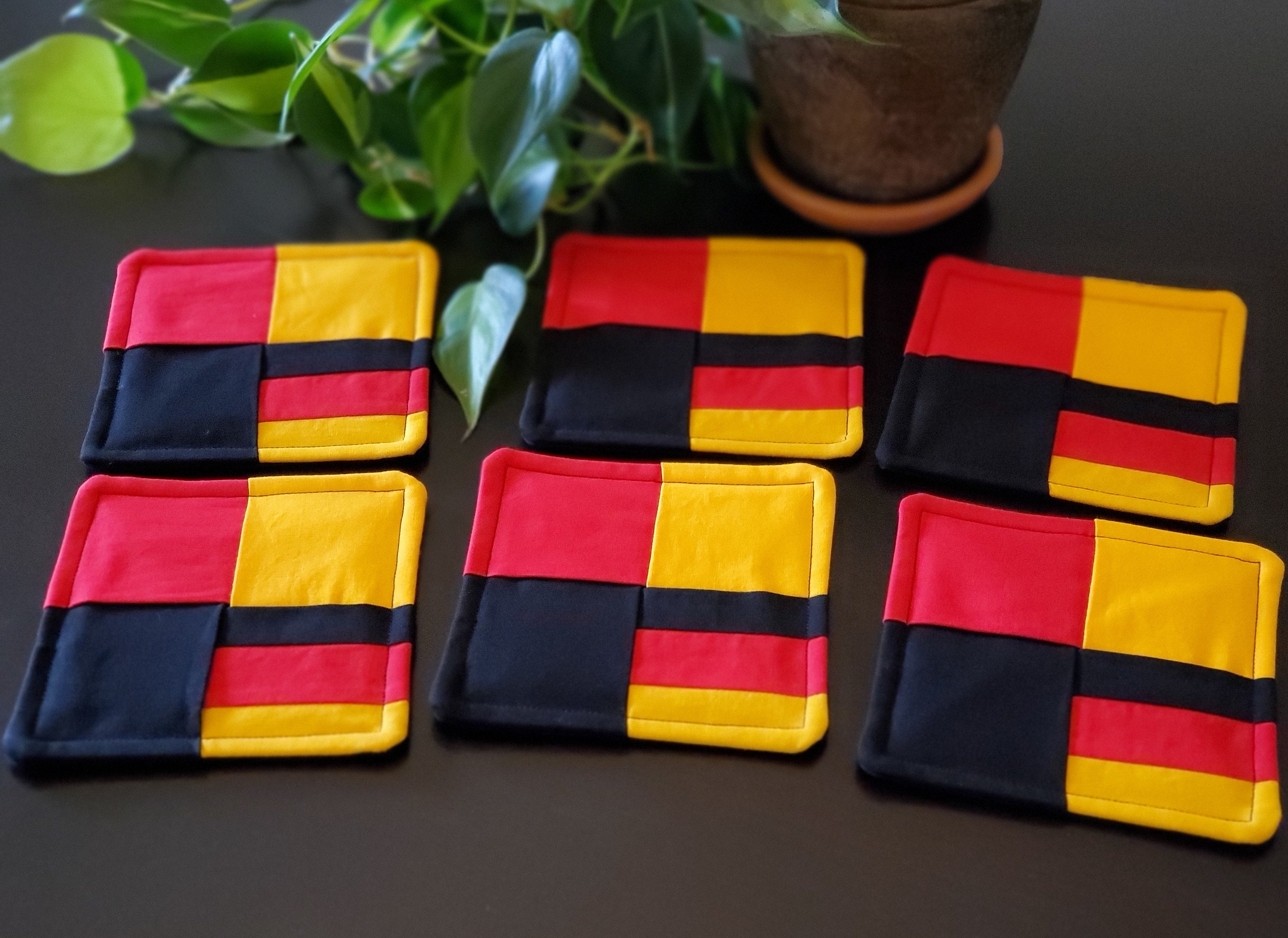 Set of 6 Handmade Fabric German Flag Coasters. Square Coasters - Etsy