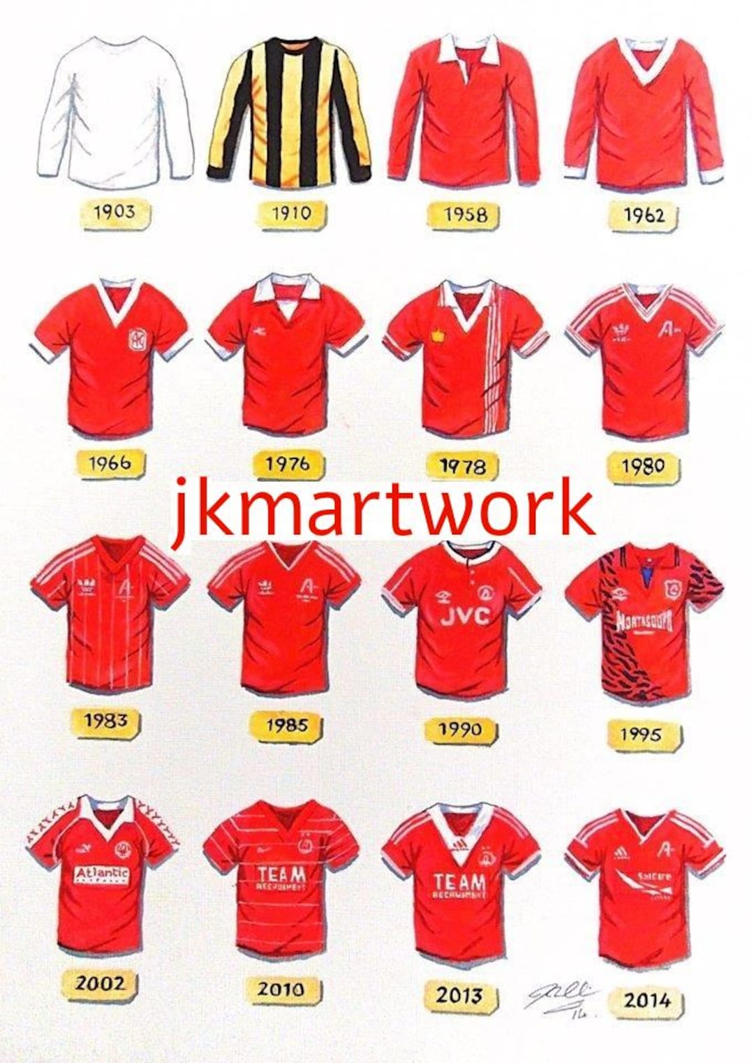 Retro Aberdeen FC Football Shirts Fine Art Print - Etsy UK