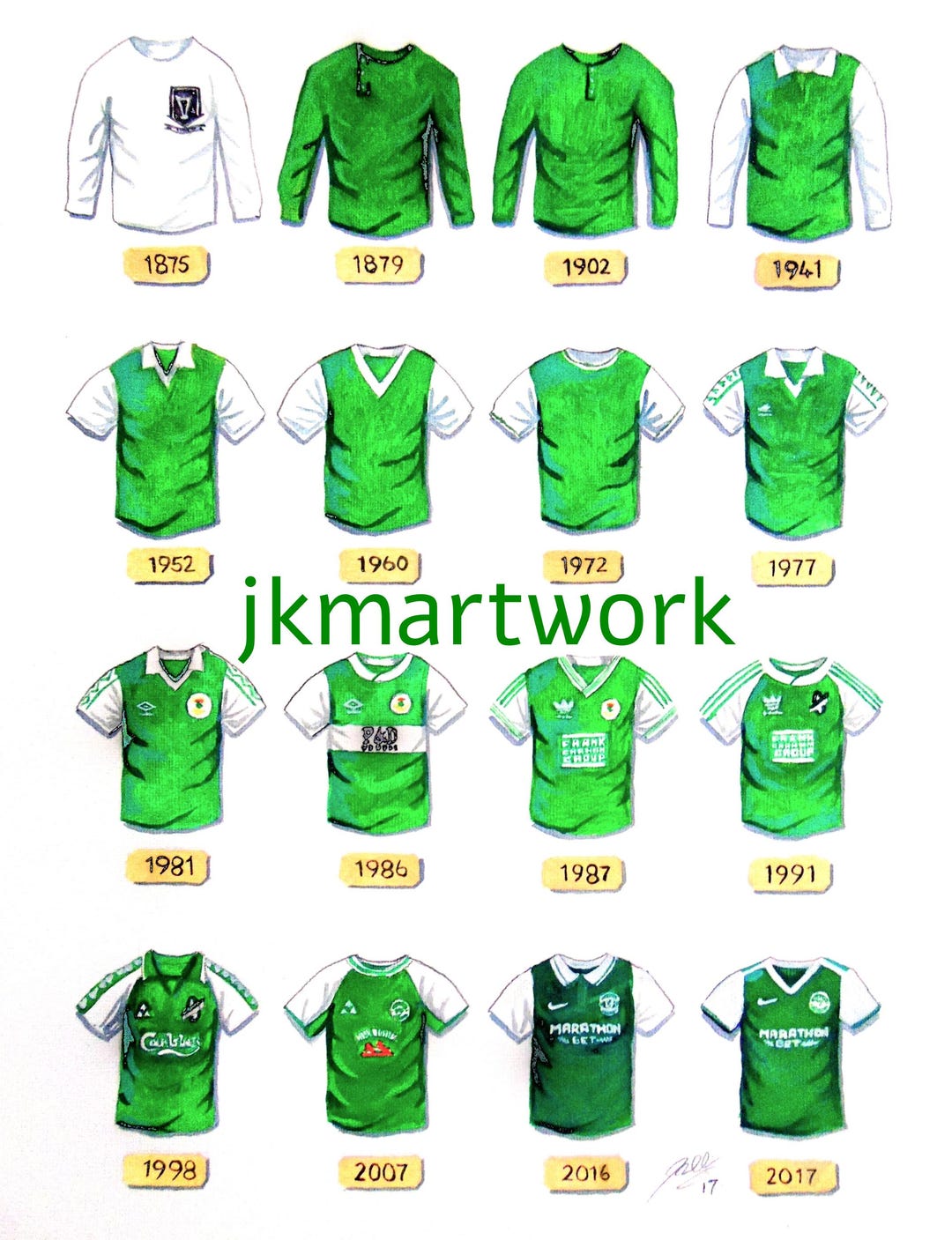 Hibernian FC Retro Football Shirts T-shirt - Etsy UK