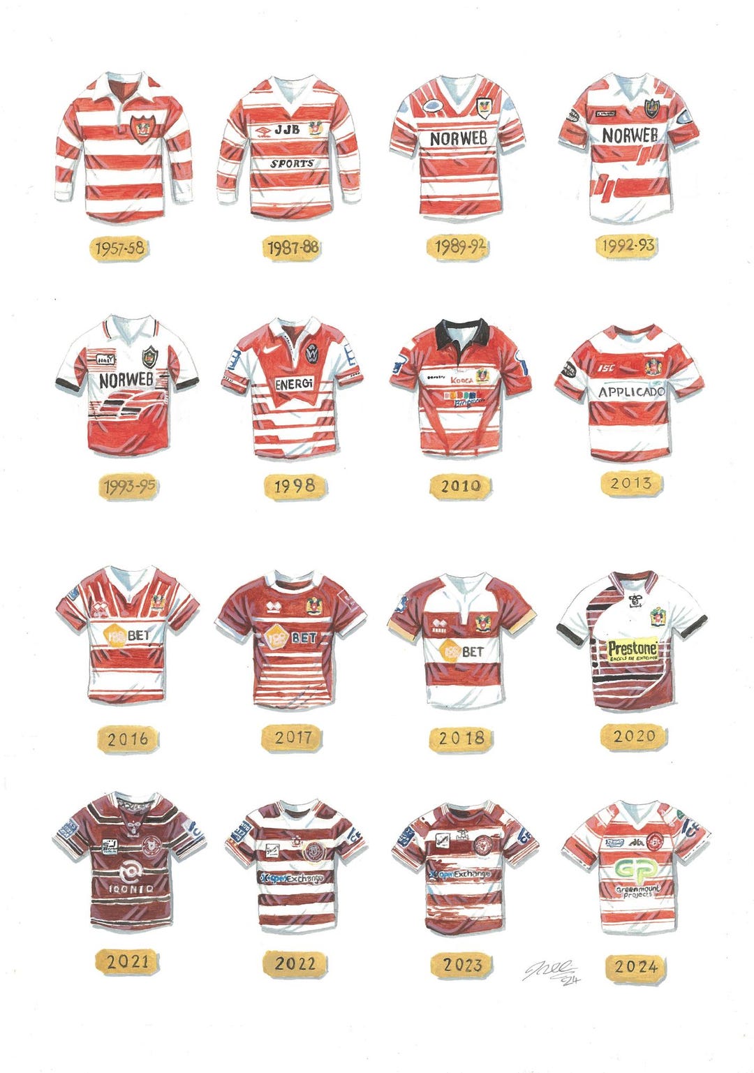 Wigan Warriors Retro Rugby League Shirts T-shirt - Etsy