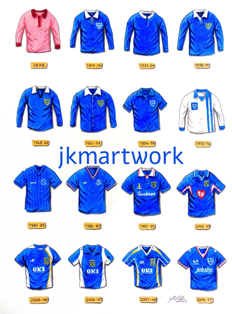 Portsmouth FC Retro Football Shirts T-shirt - Etsy UK
