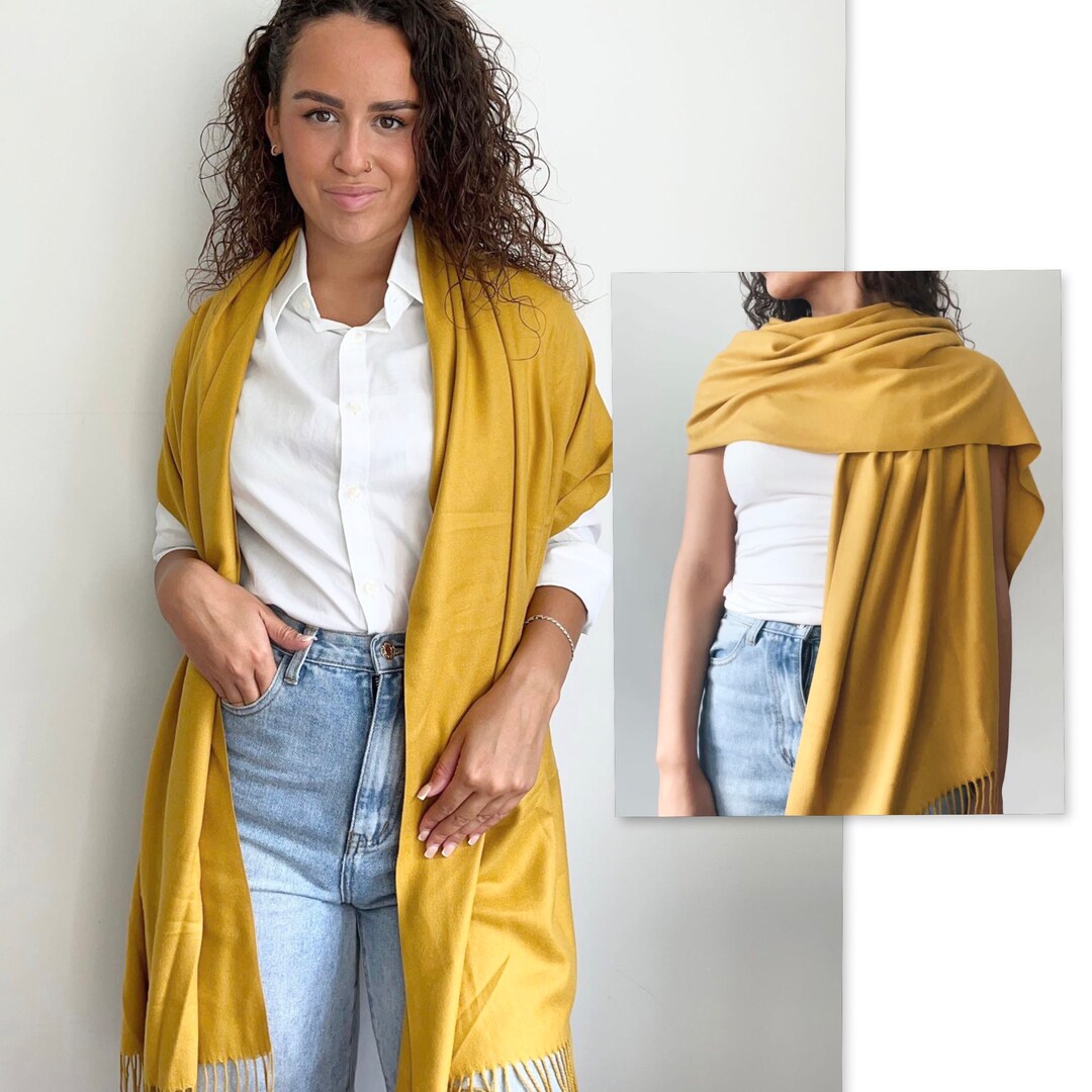 Mustard Wool Blend Pashmina / Mustard Shawl /mustard Scarves /mustard ...