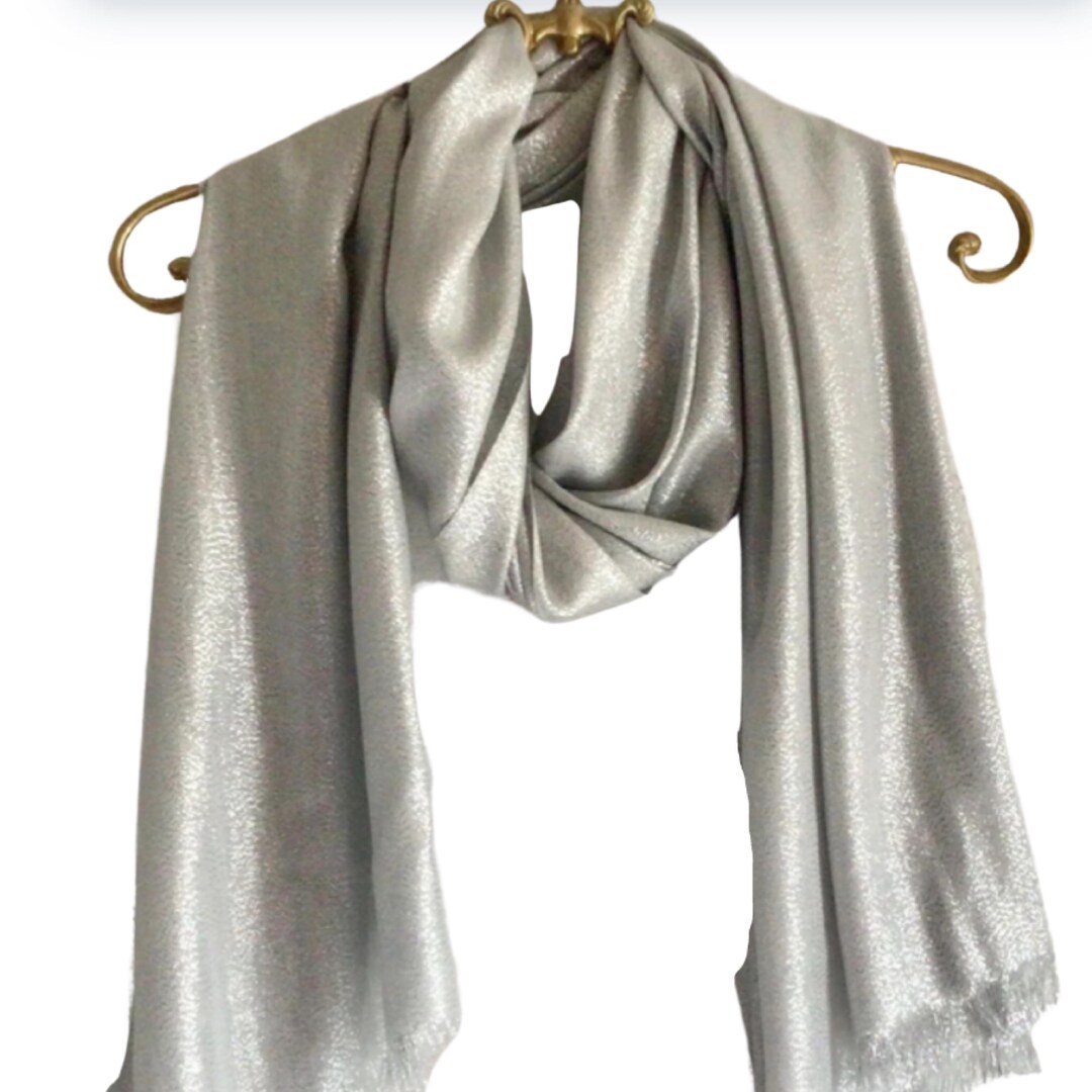 Silver Scarf / Silver Lurex Thread Shimmer Scarf/ Silver Sarong ...