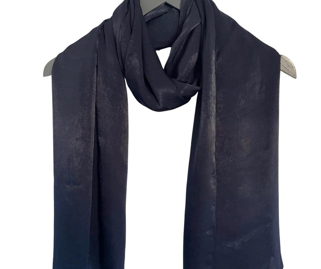Navy Blue Silk Scarf/wrap / Silk Sheen Scarf Silk Blue Scarves / Silk ...