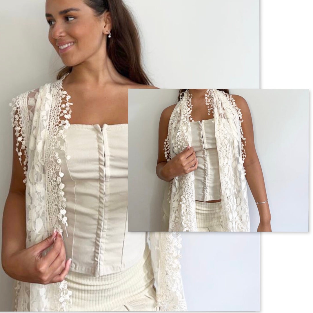 Cream Scarf / Cream Lace Vintage Style Cream Lace Scarf / - Etsy UK
