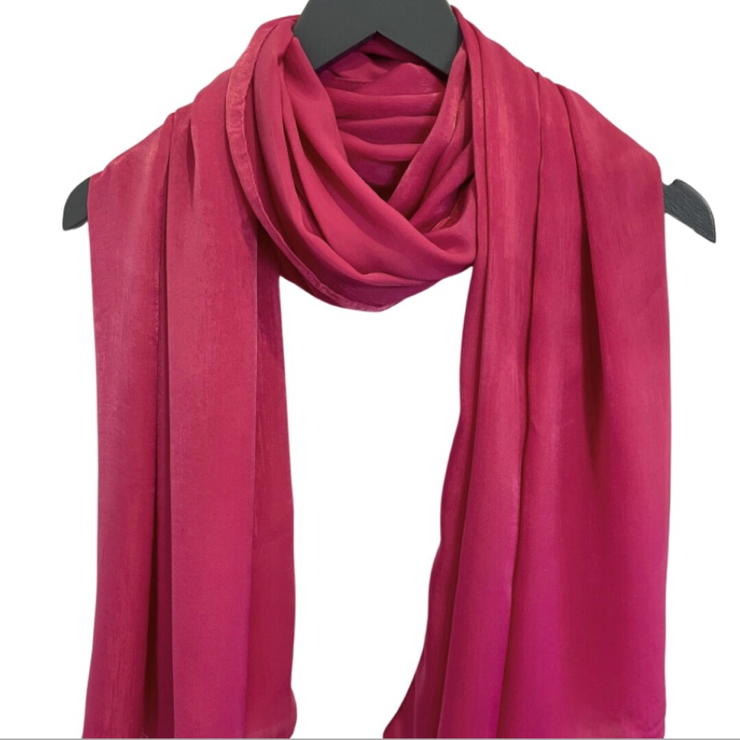 Cerise Pink Silk Scarf/wrap / Silk Sheen Scarf Silk Pink Scarves /silk ...