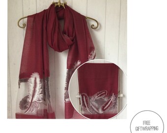 Red Silk Scarf - Etsy