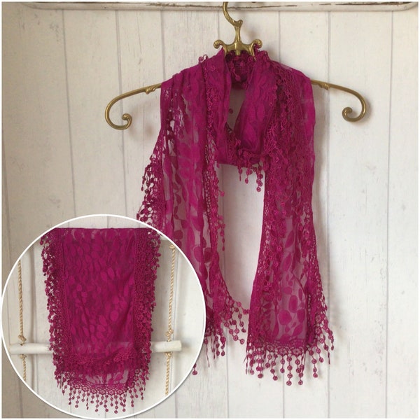 Pink Lace Scarf - Etsy