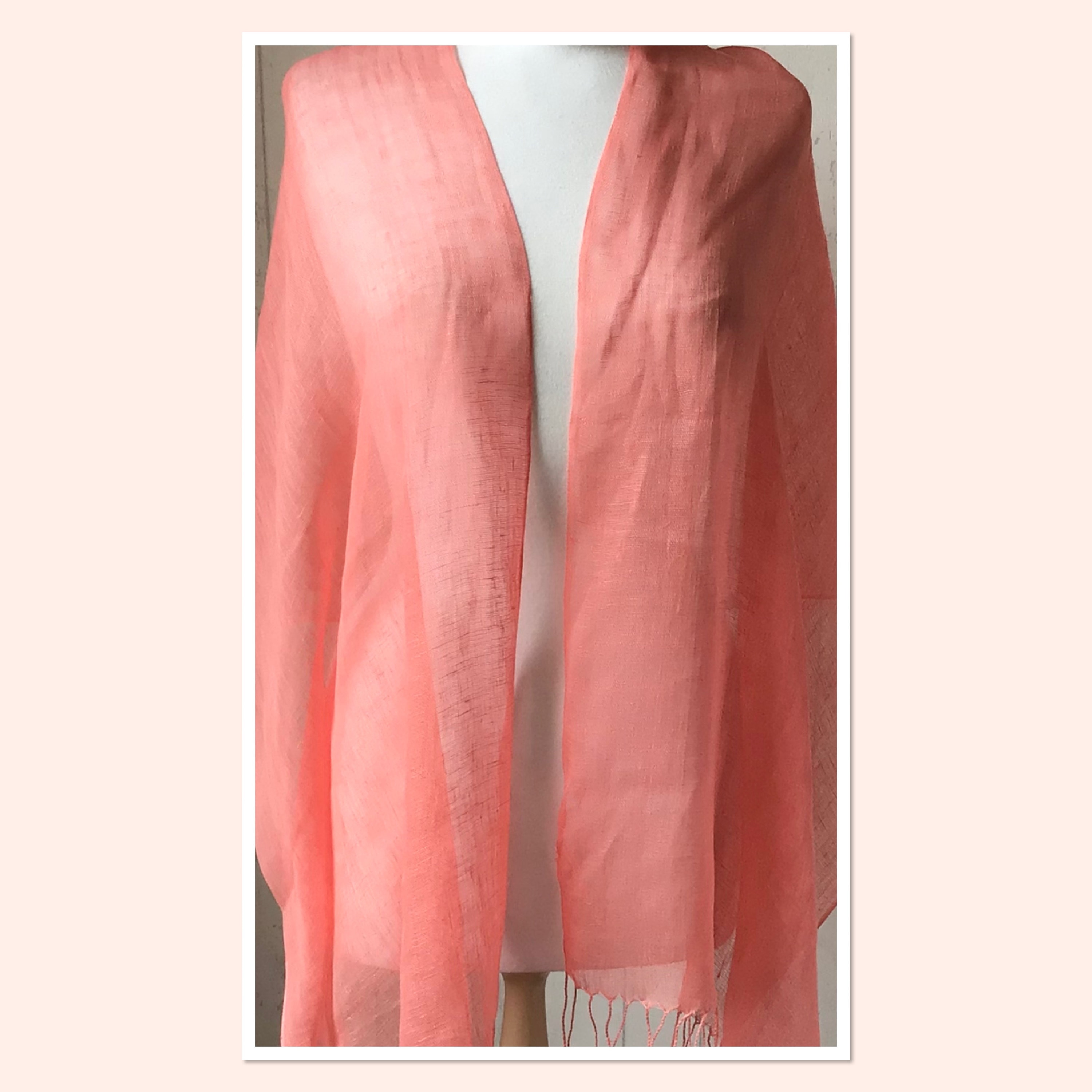 CORAL LINEN SCARF / Linen Coral Scarves / 100% Coral Linen | Etsy